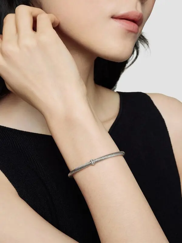 David Yurman Cable Classics Center Station Bracelet With Pavé Diamonds - Sterling Silver