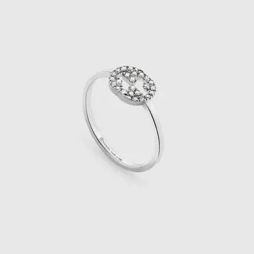 Gucci Interlocking G Diamond 18k Ring - White