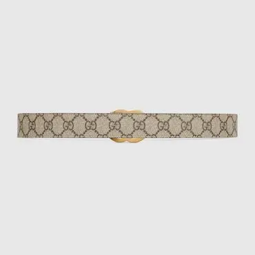 Gucci Gg Belt With Double G Buckle Gg Canvas - Beige  display picture 1