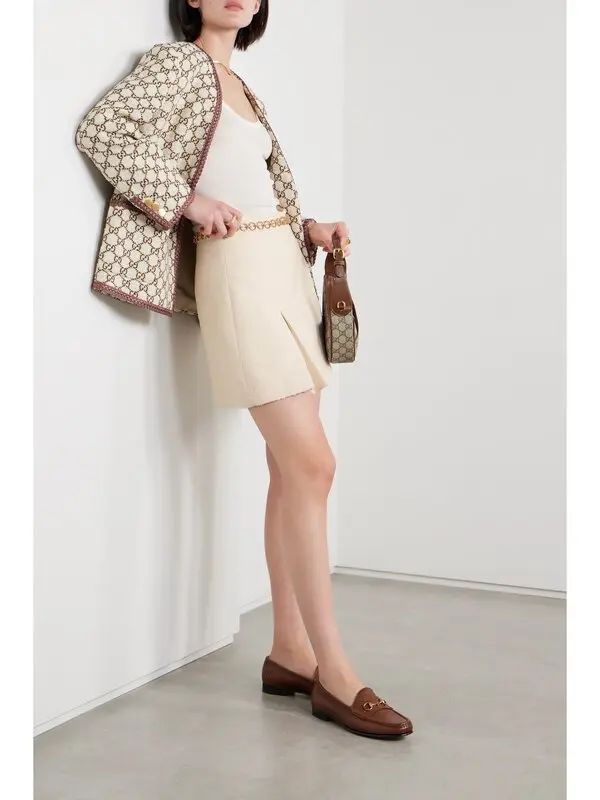 Gucci Chain-embellished Pleated Bouclé Mini Skirt
