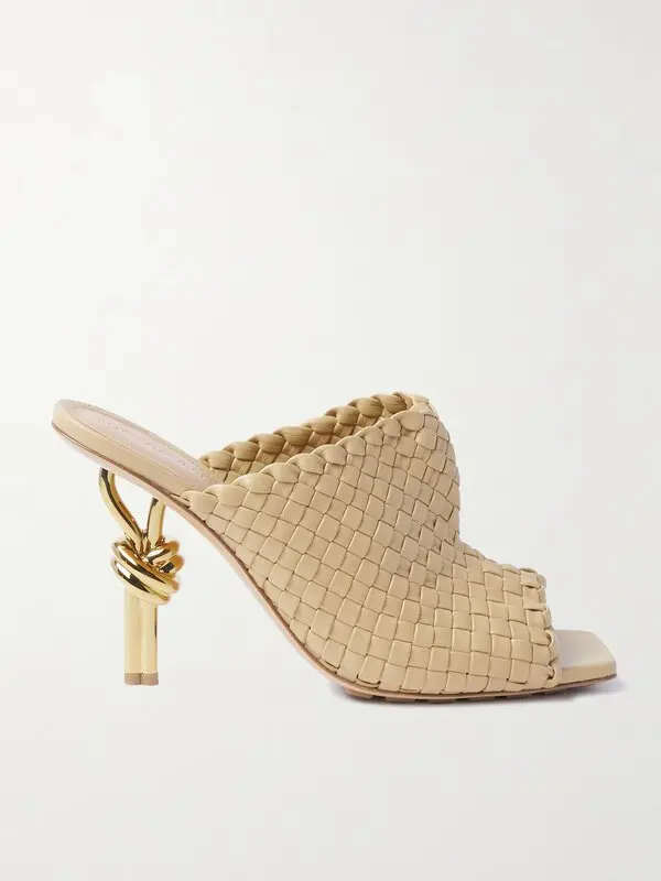 Bottega Veneta Knot Embellished Intrecciato Leather Mules - Neutrals