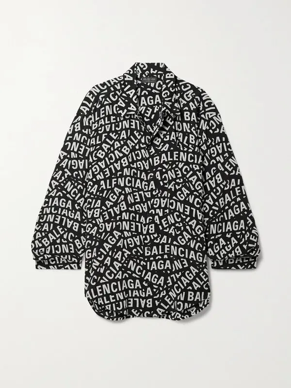 Balenciaga Printed Crepe Shirt - Black