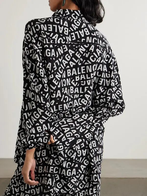 Balenciaga Printed Crepe Shirt - Black
