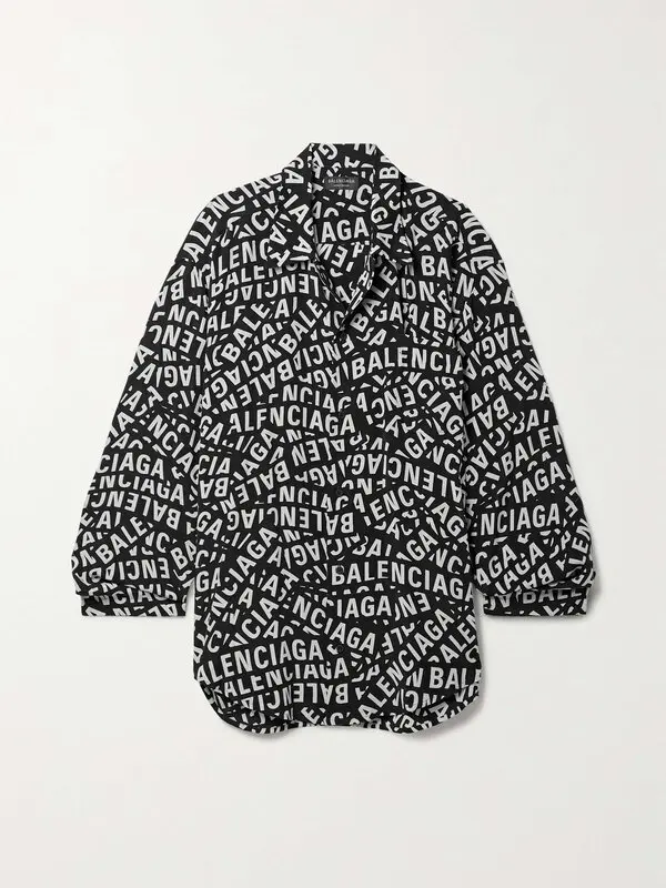 Balenciaga Printed Crepe Shirt - Black