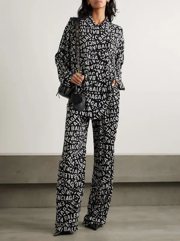Balenciaga Printed Crepe Shirt - Black