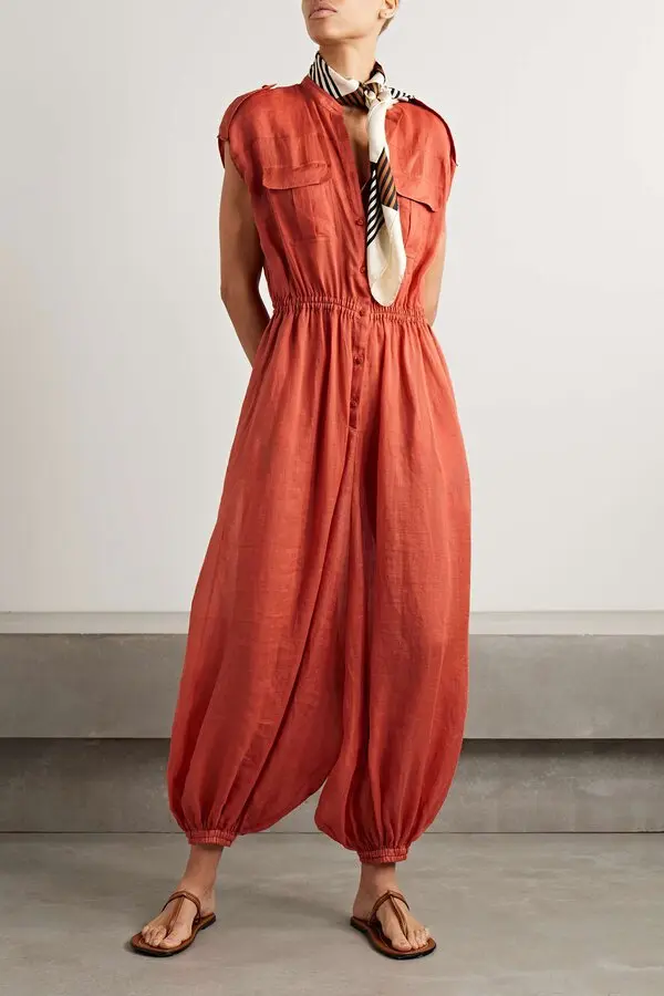 Loro Piana Belted Ramie Jumpsuit