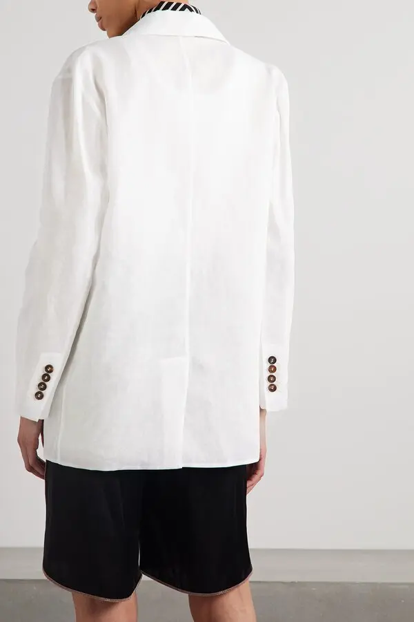 Brunello Cucinelli Double-breasted Cotton-organza Blazer - White