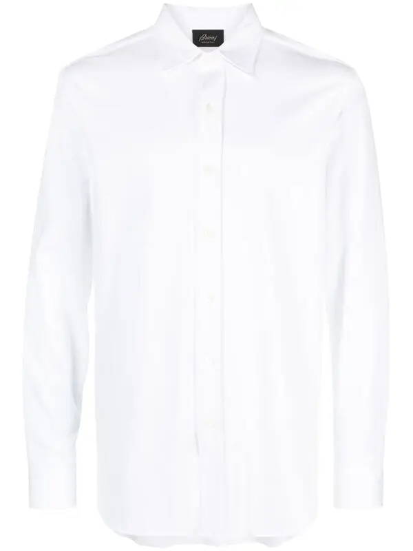 Brioni Spread-collar Cotton Shirt - White