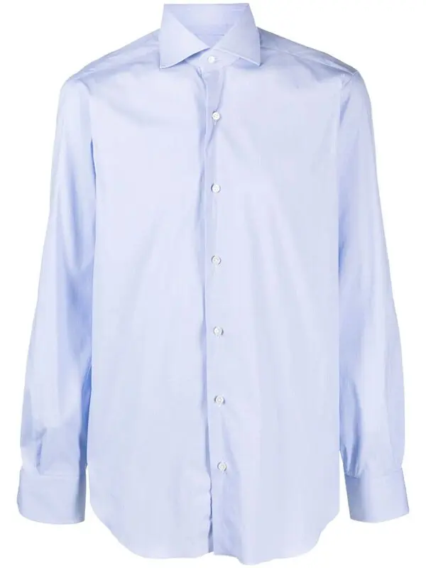 BARBA NAPOLI Long-sleeve Cotton-blend Shirt - Blue