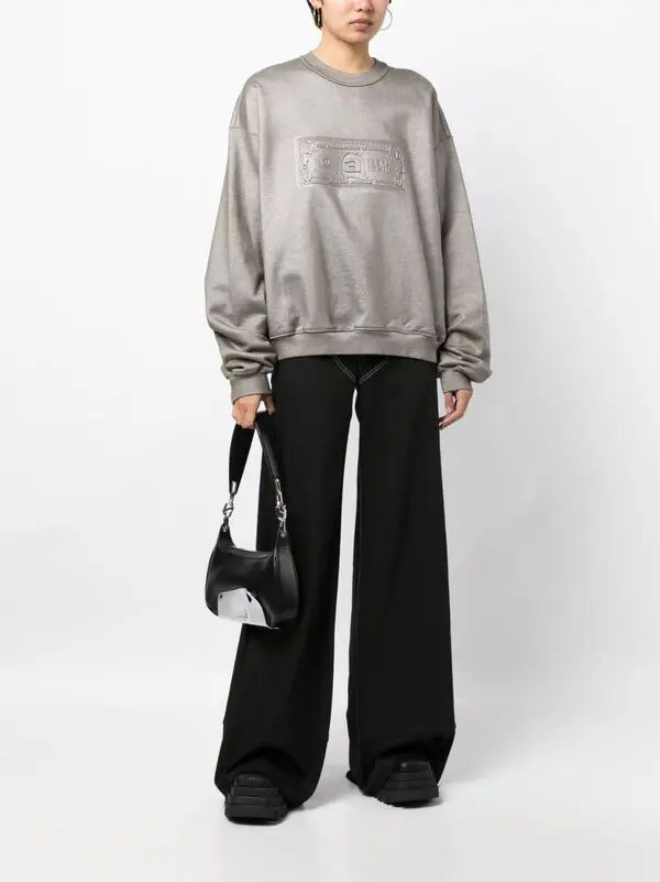 Alexander Wang Logo-embossed Metallic-finish Sweatshirt