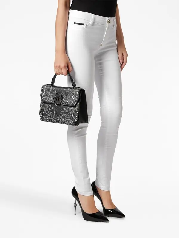 Philipp Plein Medium Superheroin Paisley Leather Shoulder Bag