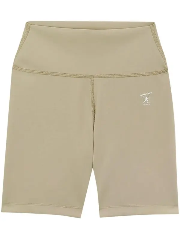 SPORTY & RICH Logo-print Biker Shorts - Neutrals