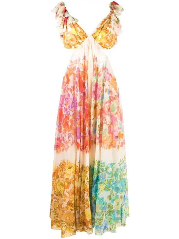 Zimmermann Raie Floral-print Midi Dress