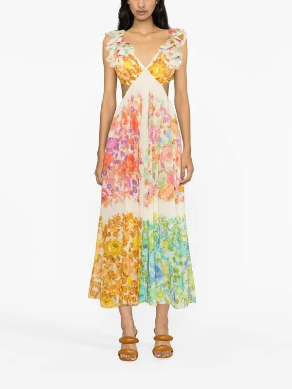 Zimmermann Raie Floral-print Midi Dress