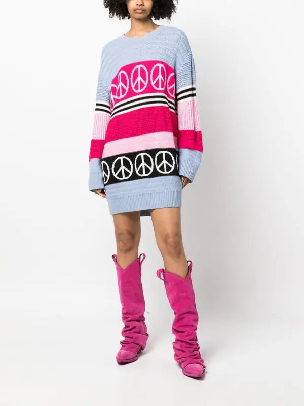 Moschino Peace Sign Colour-block Sweater Dress