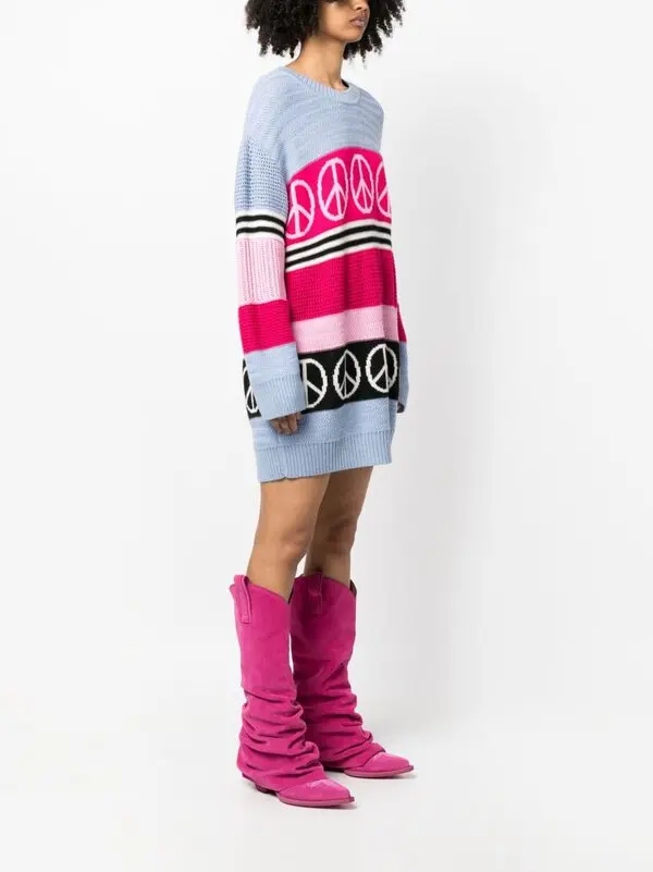 Moschino Peace Sign Colour-block Sweater Dress