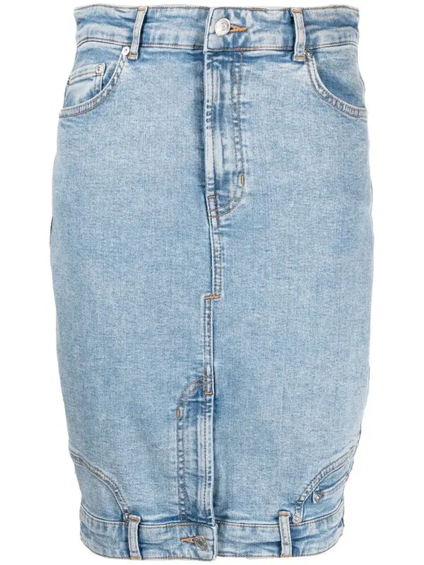 Moschino Fitted Washed-denim Skirt