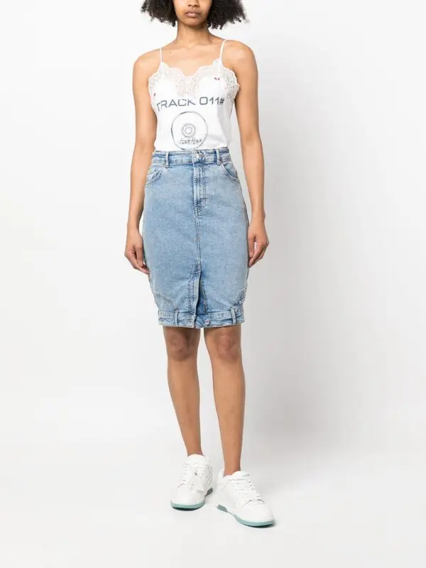 Moschino Fitted Washed-denim Skirt