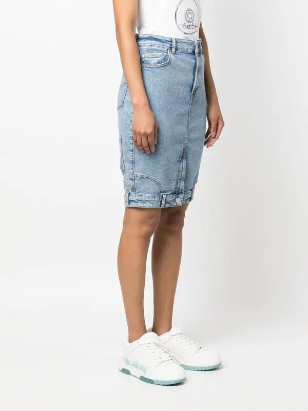 Moschino Fitted Washed-denim Skirt