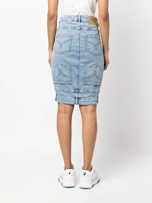 Moschino Fitted Washed-denim Skirt