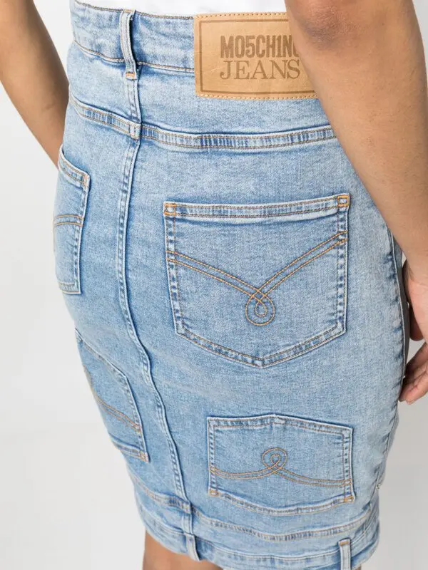 Moschino Fitted Washed-denim Skirt