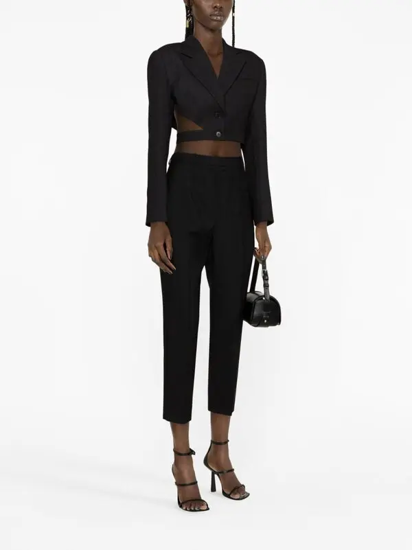 Alexander McQueen Cropped Wool Trousers - Black