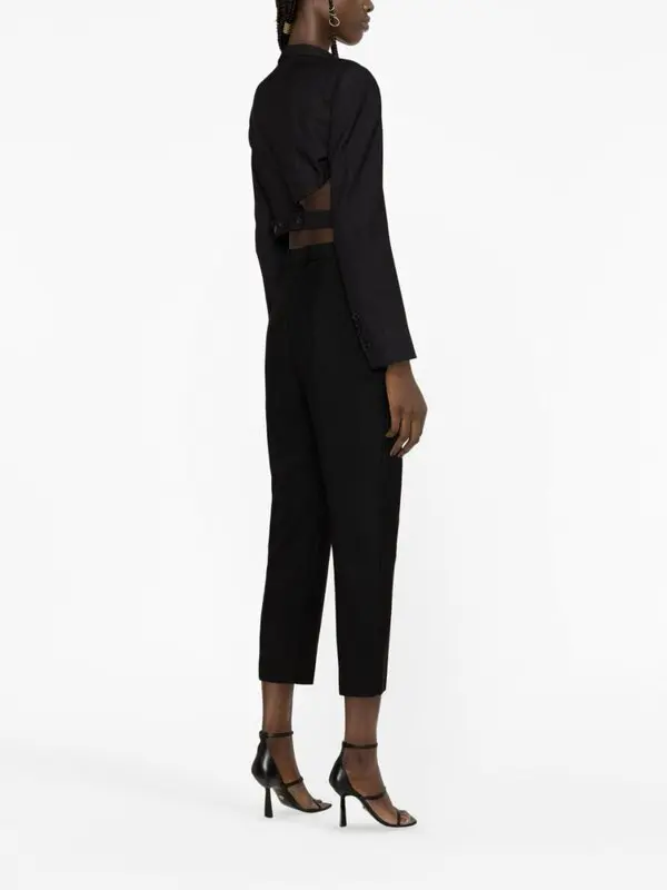 Alexander McQueen Cropped Wool Trousers - Black