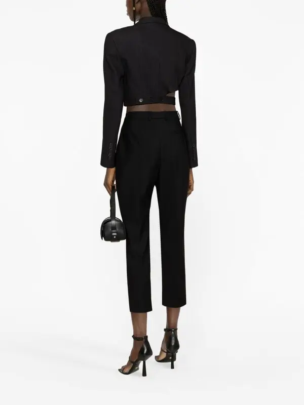 Alexander McQueen Cropped Wool Trousers - Black