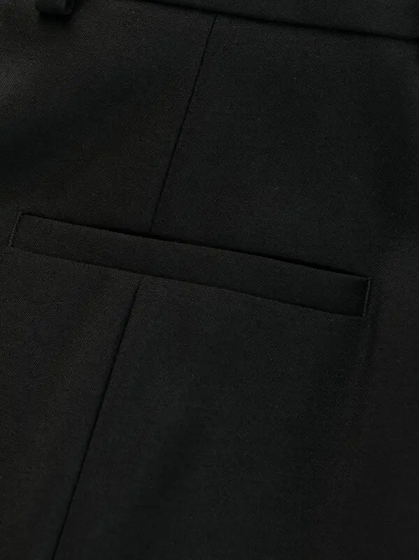 Alexander McQueen Cropped Wool Trousers - Black