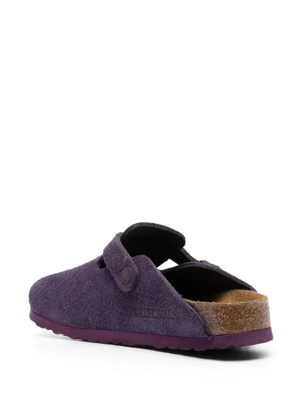 BIRKENSTOCK Boston Suede Logo Debossed Slides