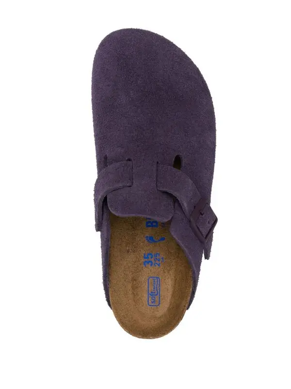 BIRKENSTOCK Boston Suede Logo Debossed Slides