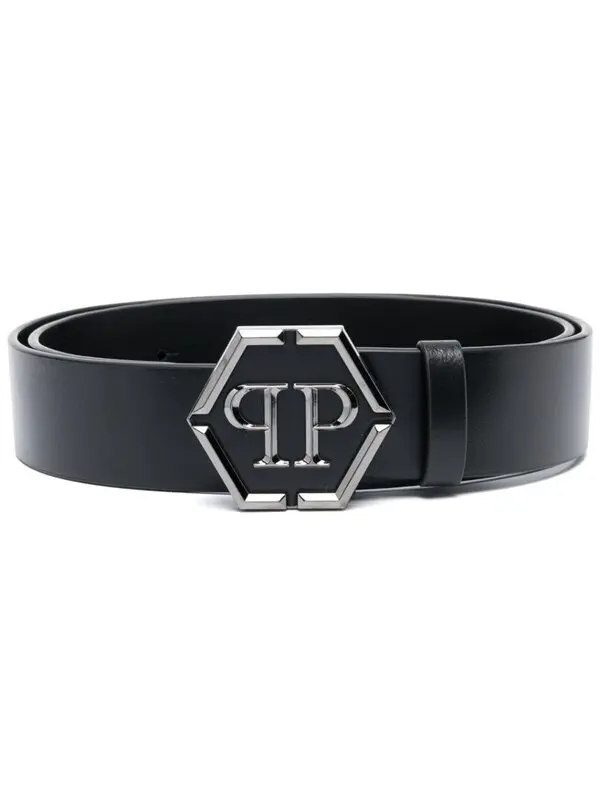 Philipp Plein Logo-lettering Leather Belt - Black