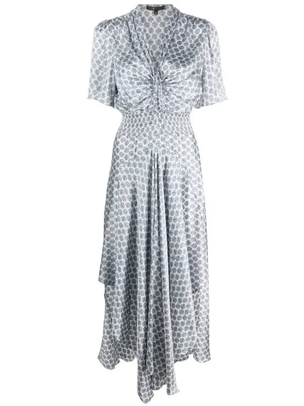 Maje Asymmetric Satin Midi Dress