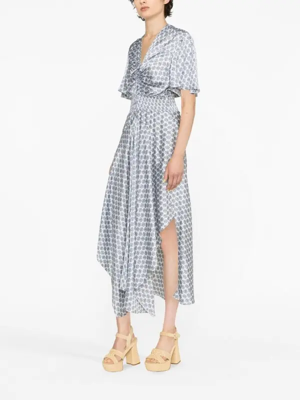 Maje Asymmetric Satin Midi Dress
