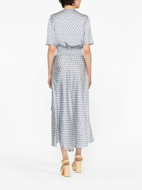 Maje Asymmetric Satin Midi Dress
