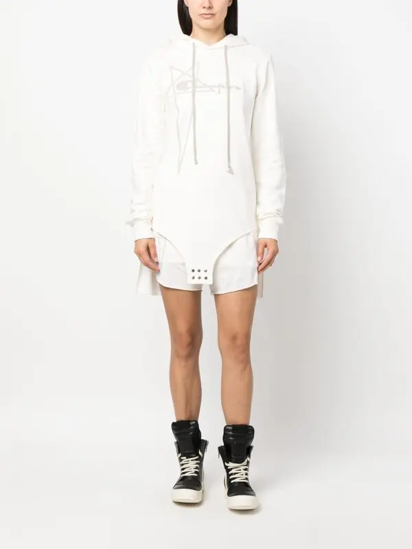 Rick Owens Logo-embroidered Cotton Hoodie