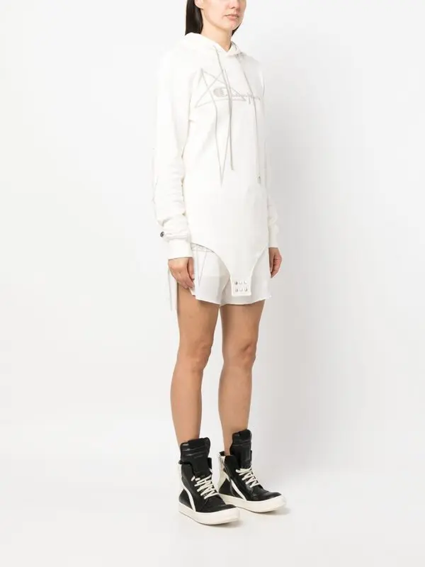 Rick Owens Logo-embroidered Cotton Hoodie