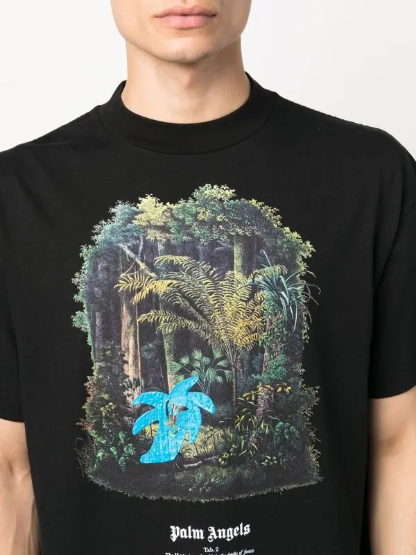 Palm Angels Jungle-print Organic Cotton T-shirt
