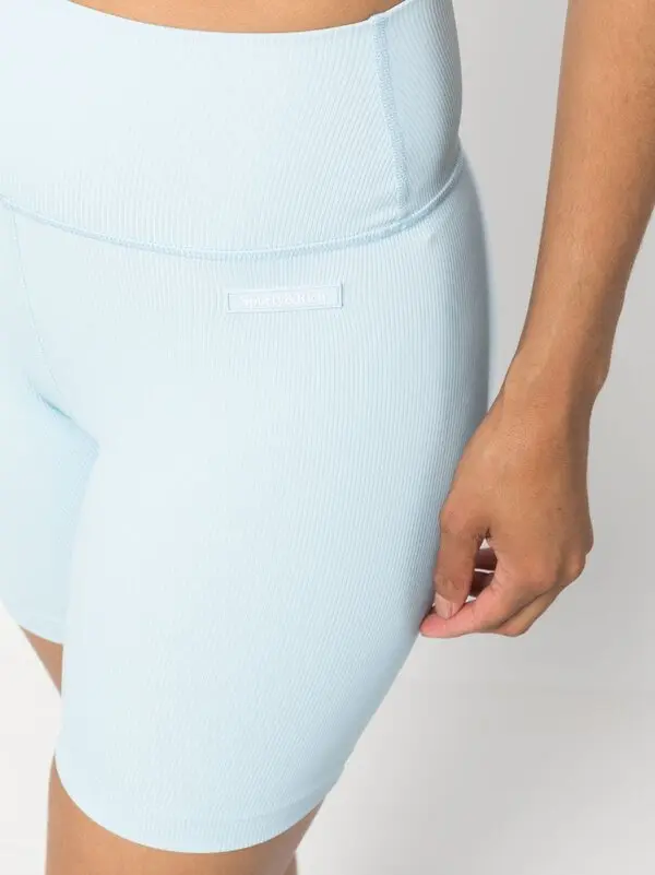 SPORTY & RICH Logo-patch Ribbed Biker Shorts