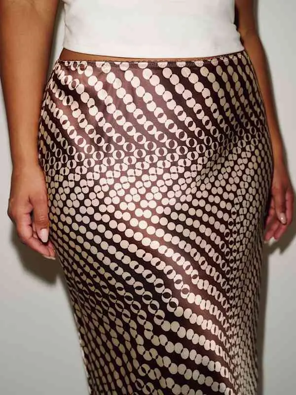 REFORMATION Layla Silk Skirt Es - Brown