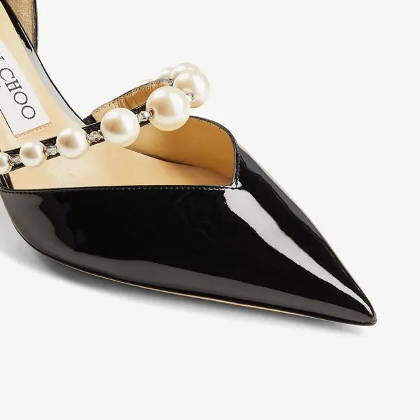 JIMMY CHOO Aurelie 65 Patent Leather Pumps With Pearl Embellishment - Black