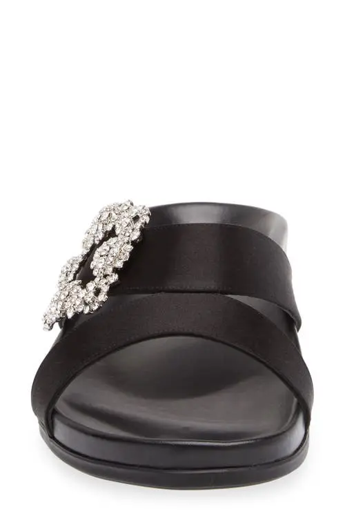 Manolo Blahnik Chilanghi Crystal Buckle Slide Sandal - Black