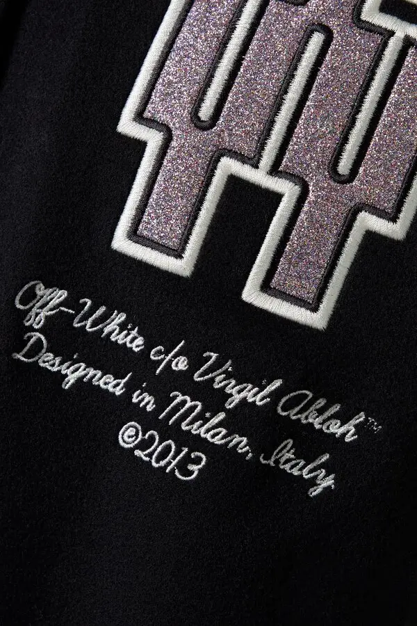 Off-White Appliquéd Embroidered Wool-blend And Leather Bomber Jacket