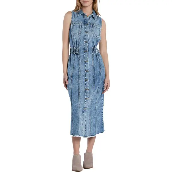 WASH LAB DENIM Alice Sleeveless Shirt Dress - Mountain Blue