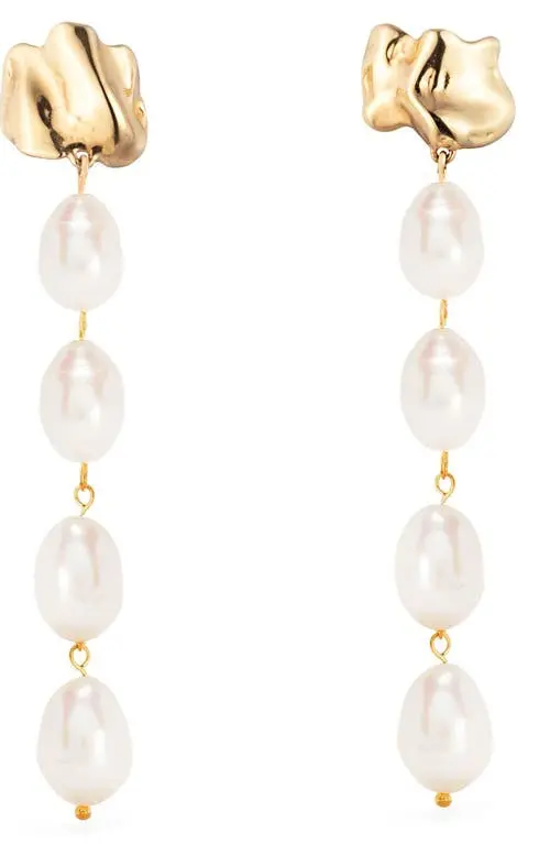 STERLING KING Molten Pearl Drop Earrings - Gold