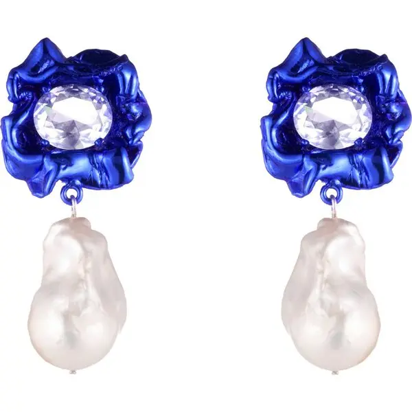 STERLING KING Lola Floral Drop Earrings - Cobalt