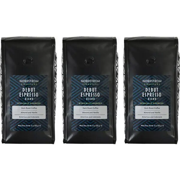 Nordstrom Ethically Sourced Debut Espresso Blend 3-pack Whole Bean Coffee - Black