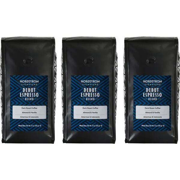 Nordstrom Debut Espresso Blend 3-pack Whole Bean Coffee - Black