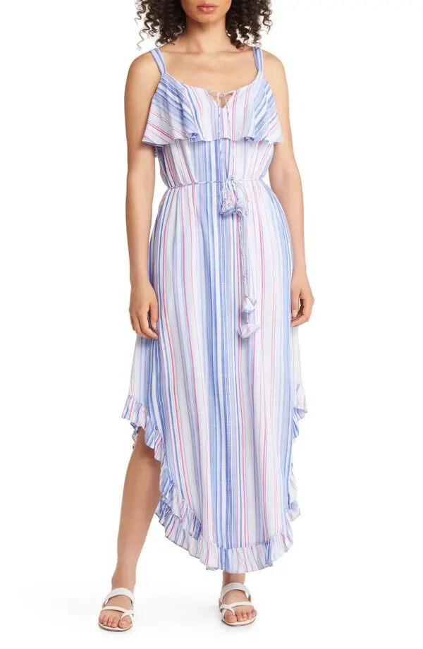 Tommy Bahama Seaside Escape Stripe Tie Belt Midi Dress