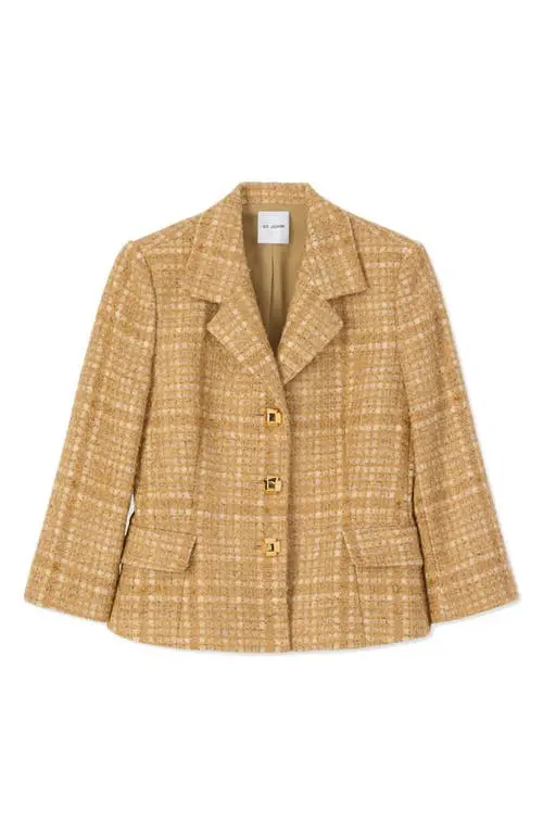 St. John Tonal Soft Check Tweed Jacket